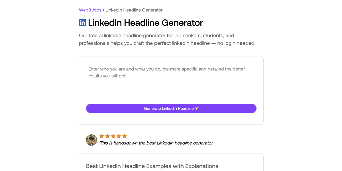 LinkedIn Headline Generator AI - Free, No Login